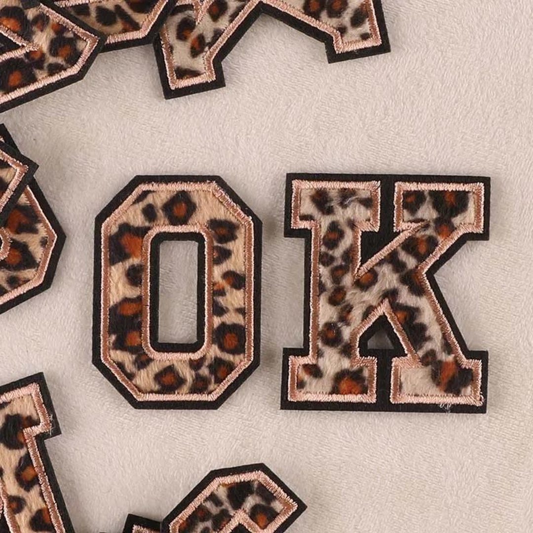 A-Z Alphabet Letters Leopard Embroidered Patch Iron On, DIY Name ...
