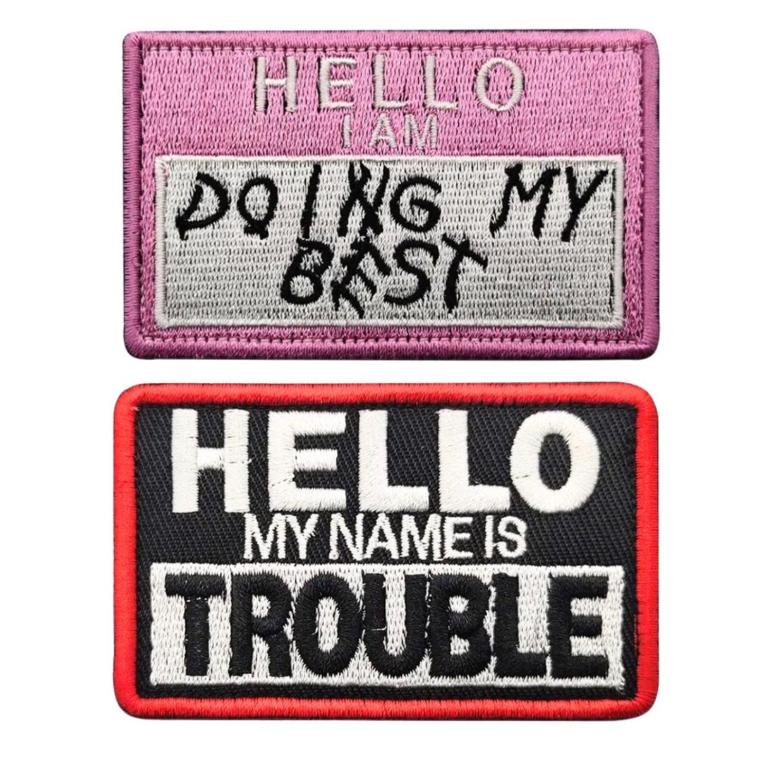 Custom Hello My Name is Funny Meme Embroidered Patches, Hook Loop Patch ...