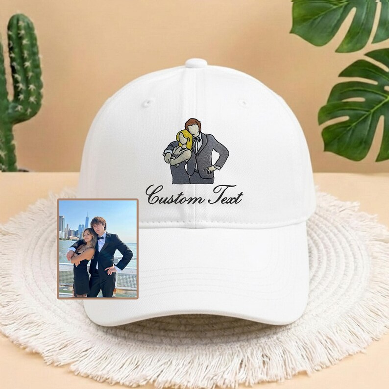 Embroidered Custom Photo Couple Hat, Embroidery Text, Logo Hat, Cap ...