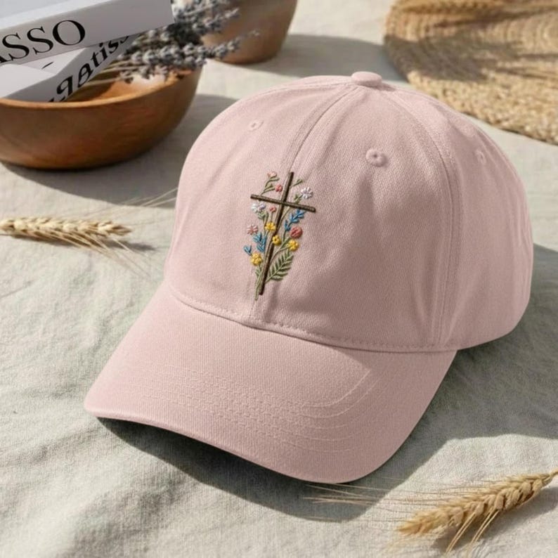 Wildflower Cross Embroidered Hat, Christian Baseball Cap, Religious ...
