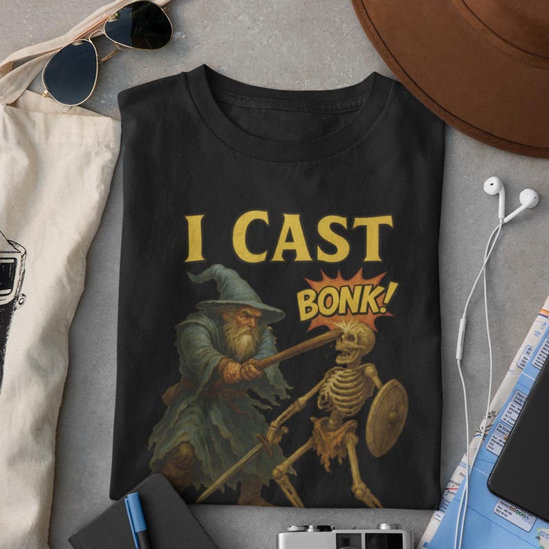 Funny D&D T-shirt: I Cast BONK Wizard, RPG Humor - Etsy