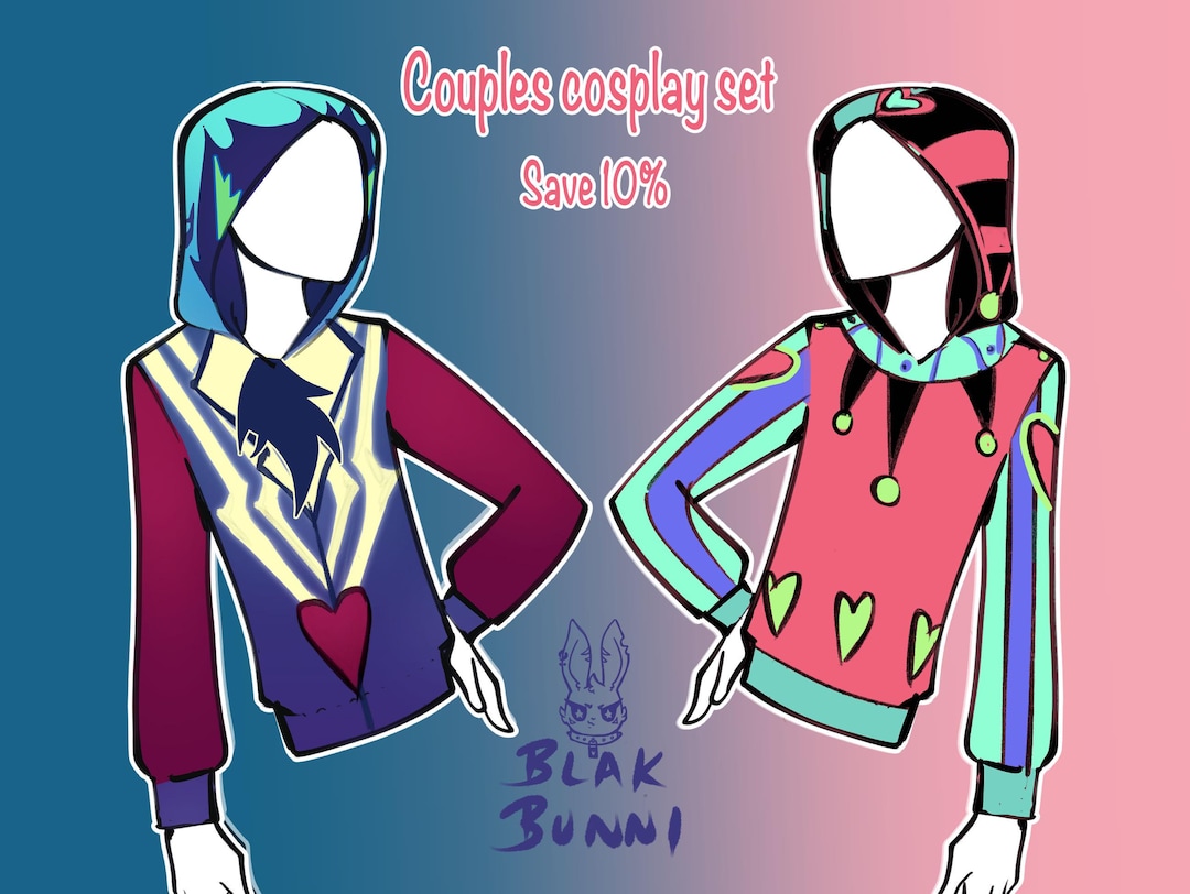 Fizzmodeus Couple Set Cosplay Inspired Printed Fabric Hoodies - Etsy