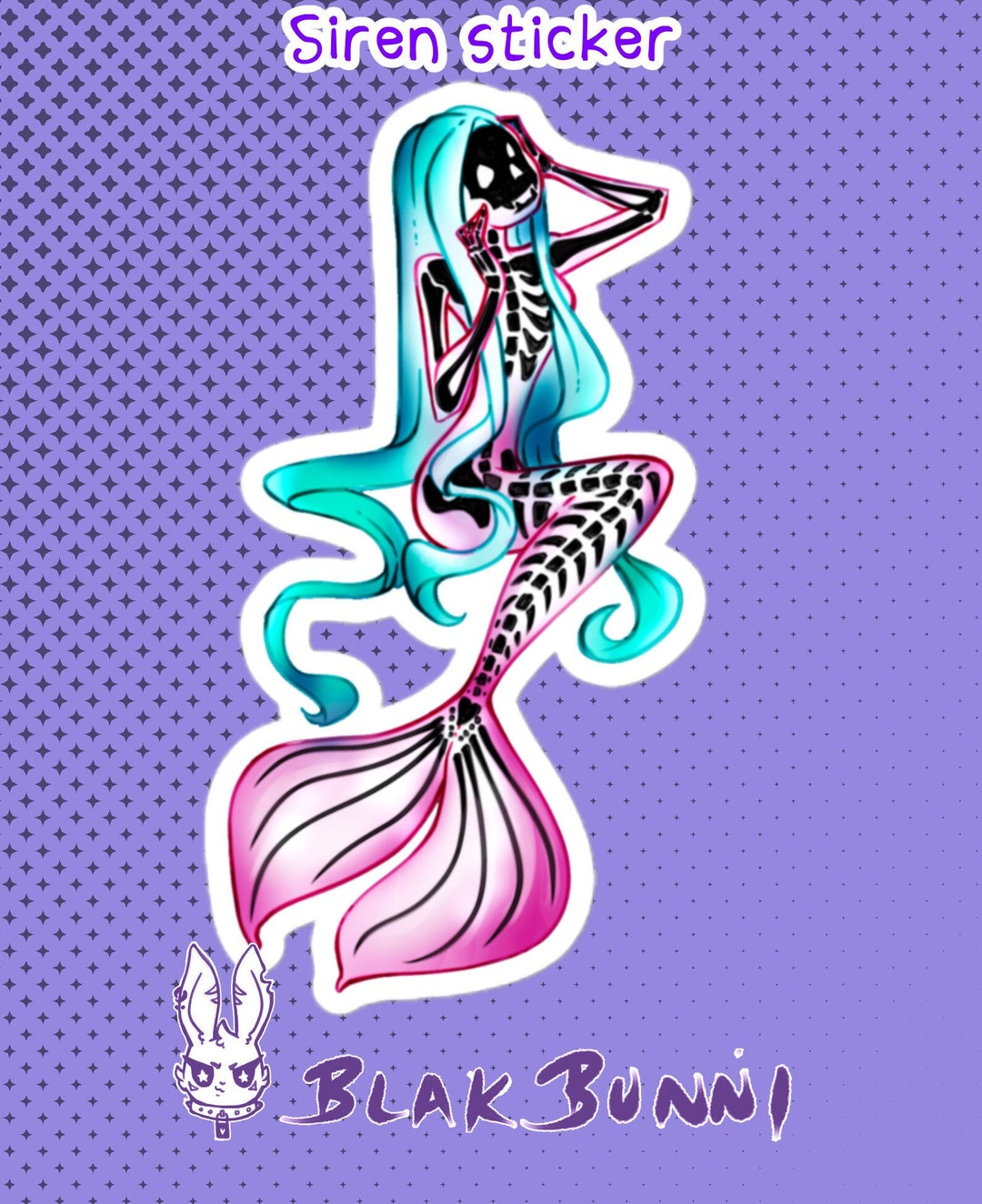 Siren Skeleton Mermaid Bubble-free Sticker - Etsy