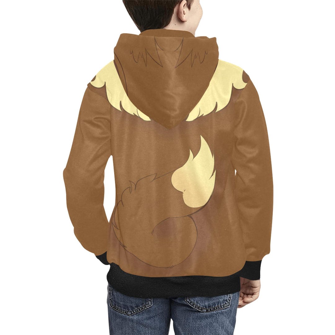 Eevee Kids Fuzzy Cosplay Inspired Printed Fabric Hoodie or Sweatshirt ...