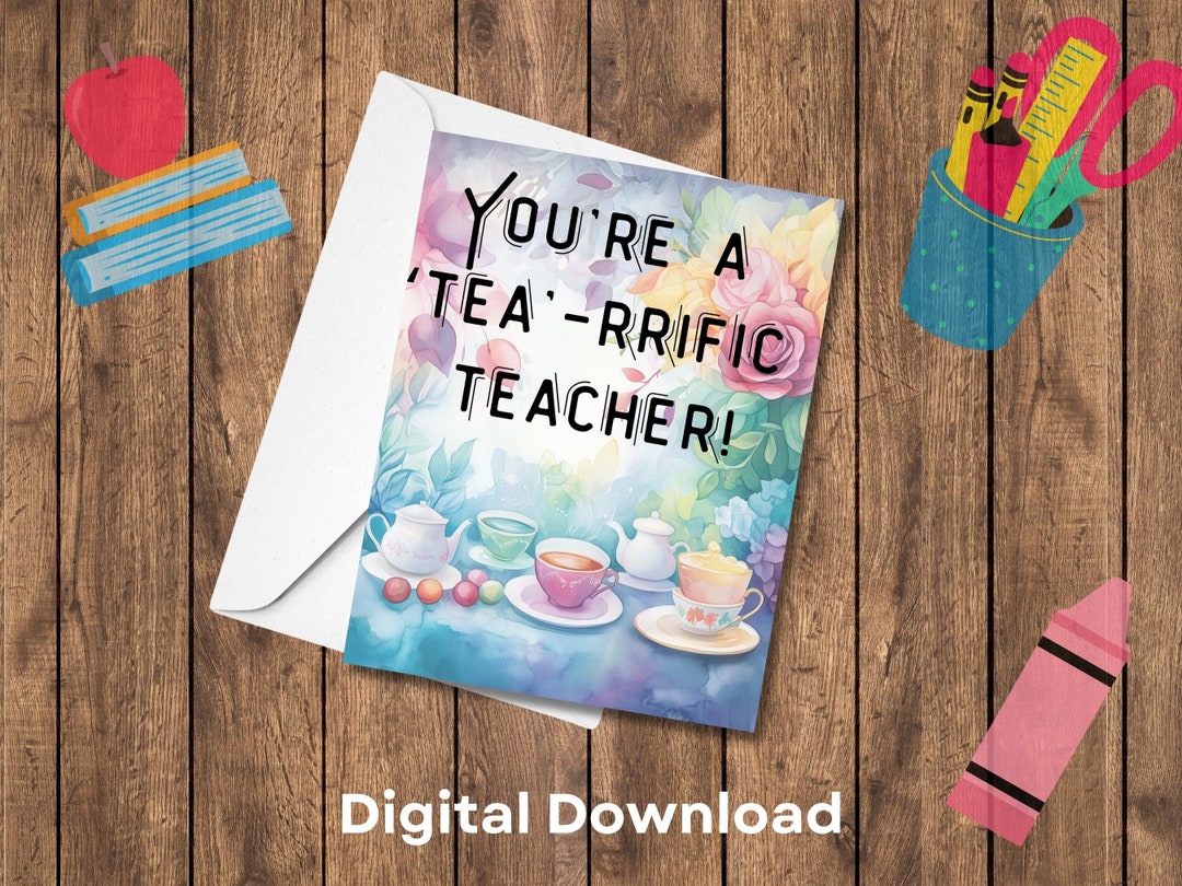 Teacher Appreciation Digital Thank You Card Gift Card Holder Printable ...
