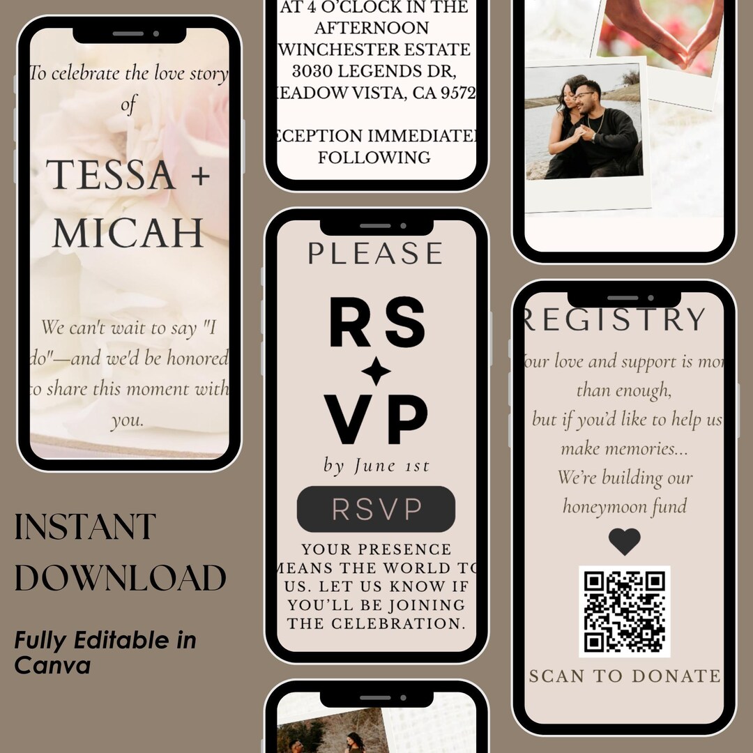 Editable Wedding RSVP Website Template | Digital Wedding Invite With ...