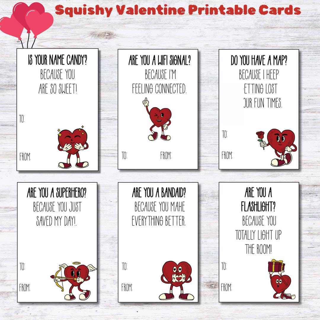 Funny Kids Valentine's Day Cards, Printable Classroom Valentines ...
