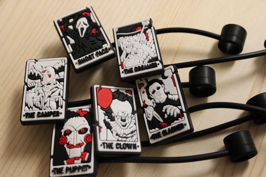 Cute Serial Killer Straw Toppers | Tumbler Straw Covers | Horror Movie ...