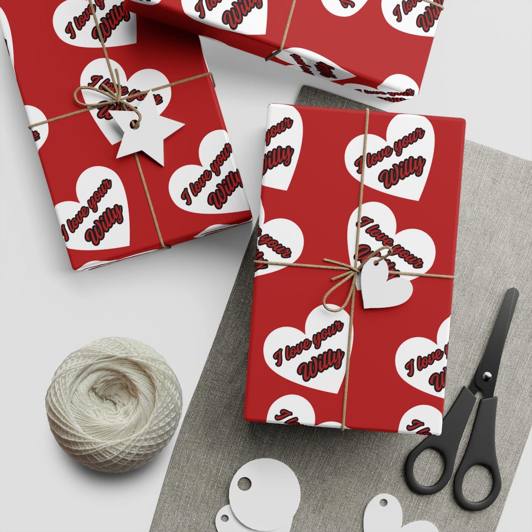 Valentine's Day Wrapping Paper Large. Funny, Unique Red Hearts Gift ...