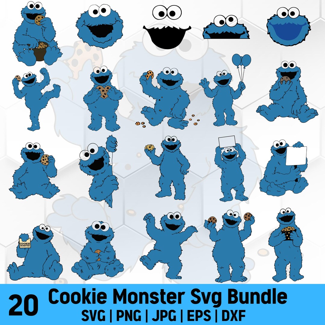 Cookie Monster SVG Bundle, Elmo Svg, Cookie Png, Monster Svg, Monster ...