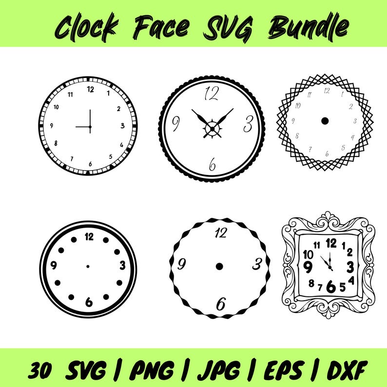 Clock Face SVG Bundle: Clipart, Cut Files (digital Download) - Etsy ...