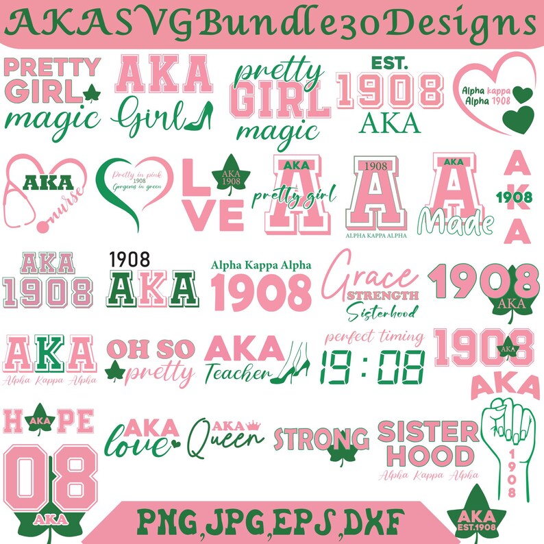 AKA Svg Bundle, Alpha Kappa Alpha Png, AKA Letter Svg, Rush Svg, Greek ...