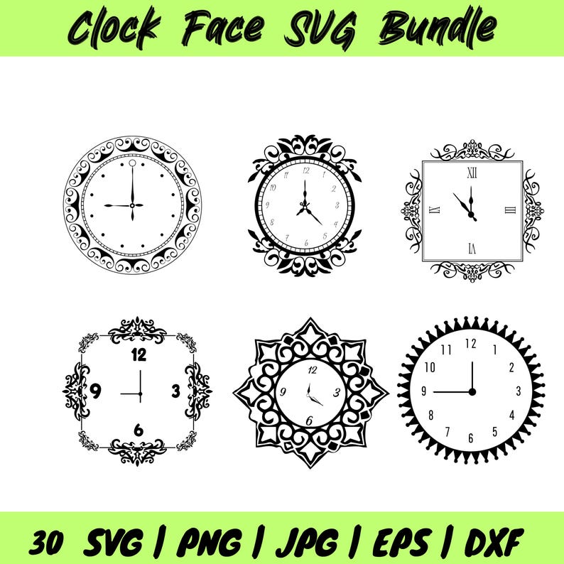 Clock Face SVG Bundle: Clipart, Cut Files (digital Download) - Etsy Australia