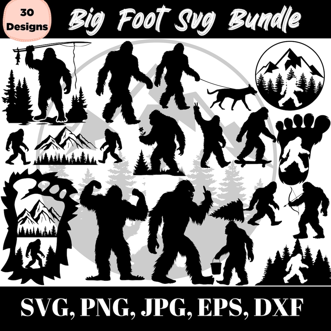 Bigfoot Svg Bundle, Bigfoot Clipart, Bigfoot Silhouette, Bigfoot Vector ...