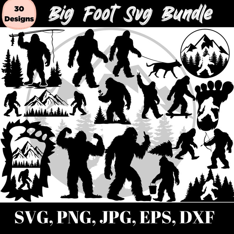 Bigfoot Svg Bundle, Bigfoot Clipart, Bigfoot Silhouette, Bigfoot Vector ...