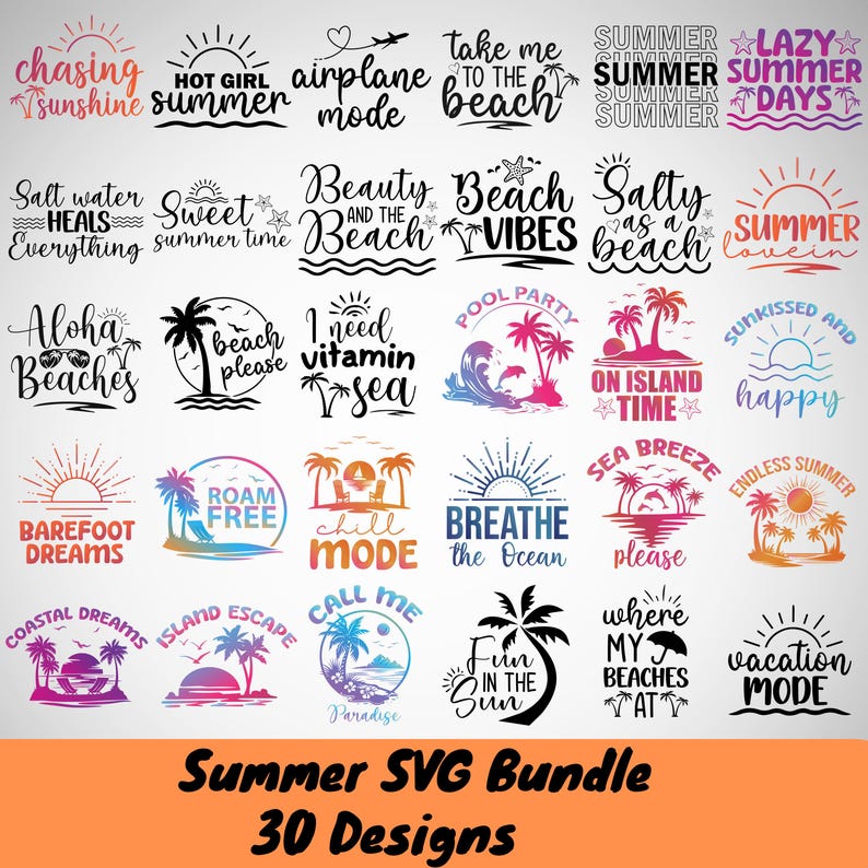 Summer SVG Bundle, Summer Quotes, Beach Svg, Summertime Svg, Vacation ...