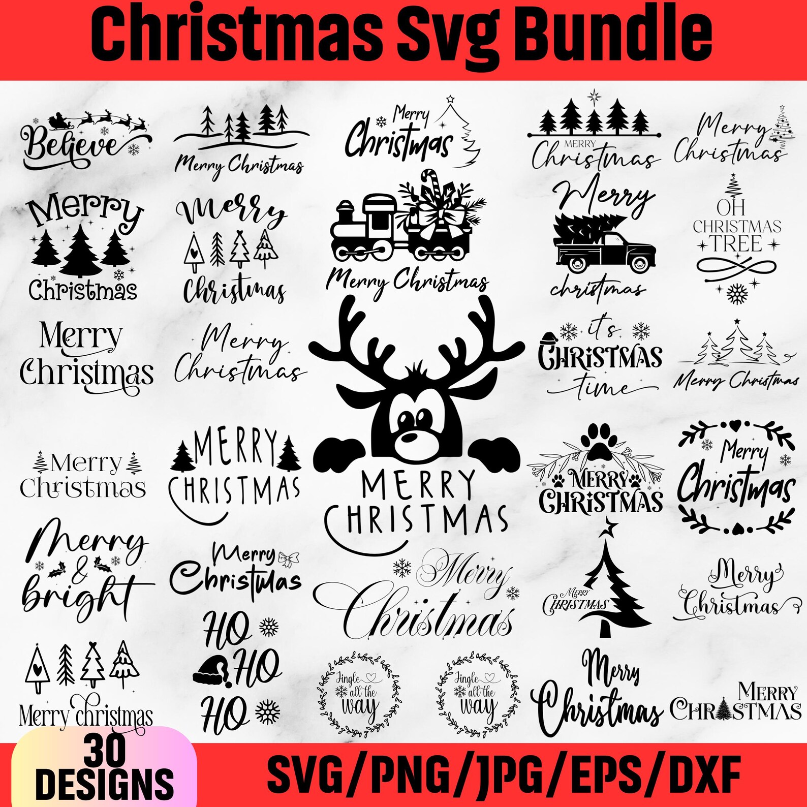 Merry Christmas Svg Bundle, Christmas Svg, Christmas Ornaments Svg ...