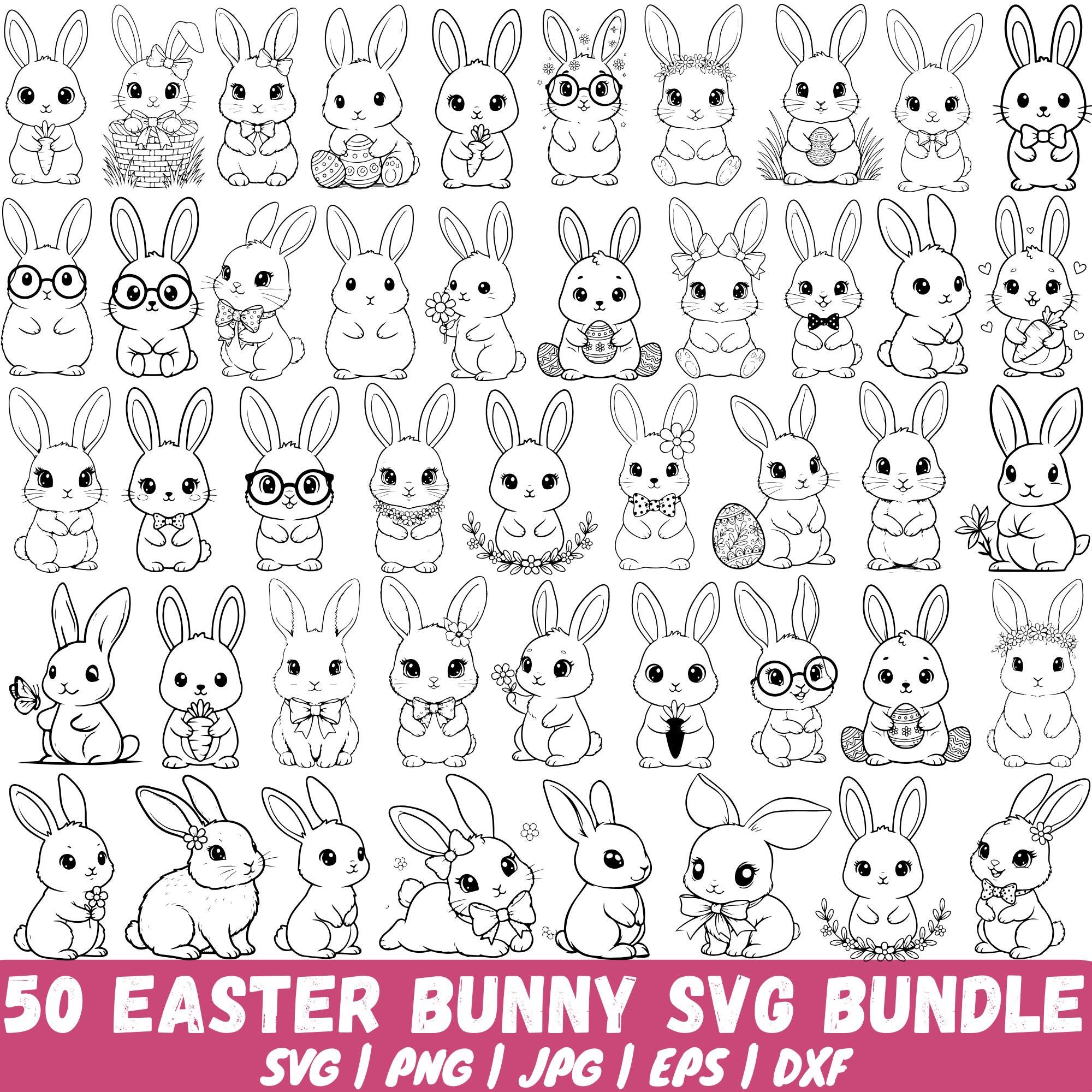 Easter Bunny Svg Bundle, Rabbit Svg, Bunnies Svg, Cute Rabbit Svg, Cute ...