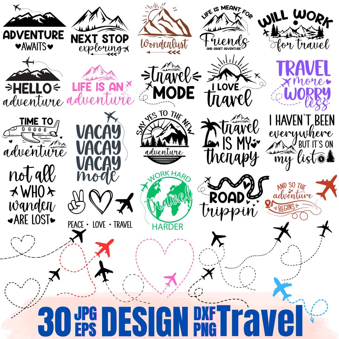 Travel Svg Bundle, Travel Quotes Svg, Adventure Svg, Traveling Svg ...