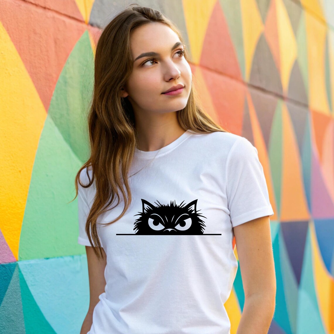 Peeking Cat SVG PNG EPS Clipart, Peeking Kitten Silhouette, Peeking ...