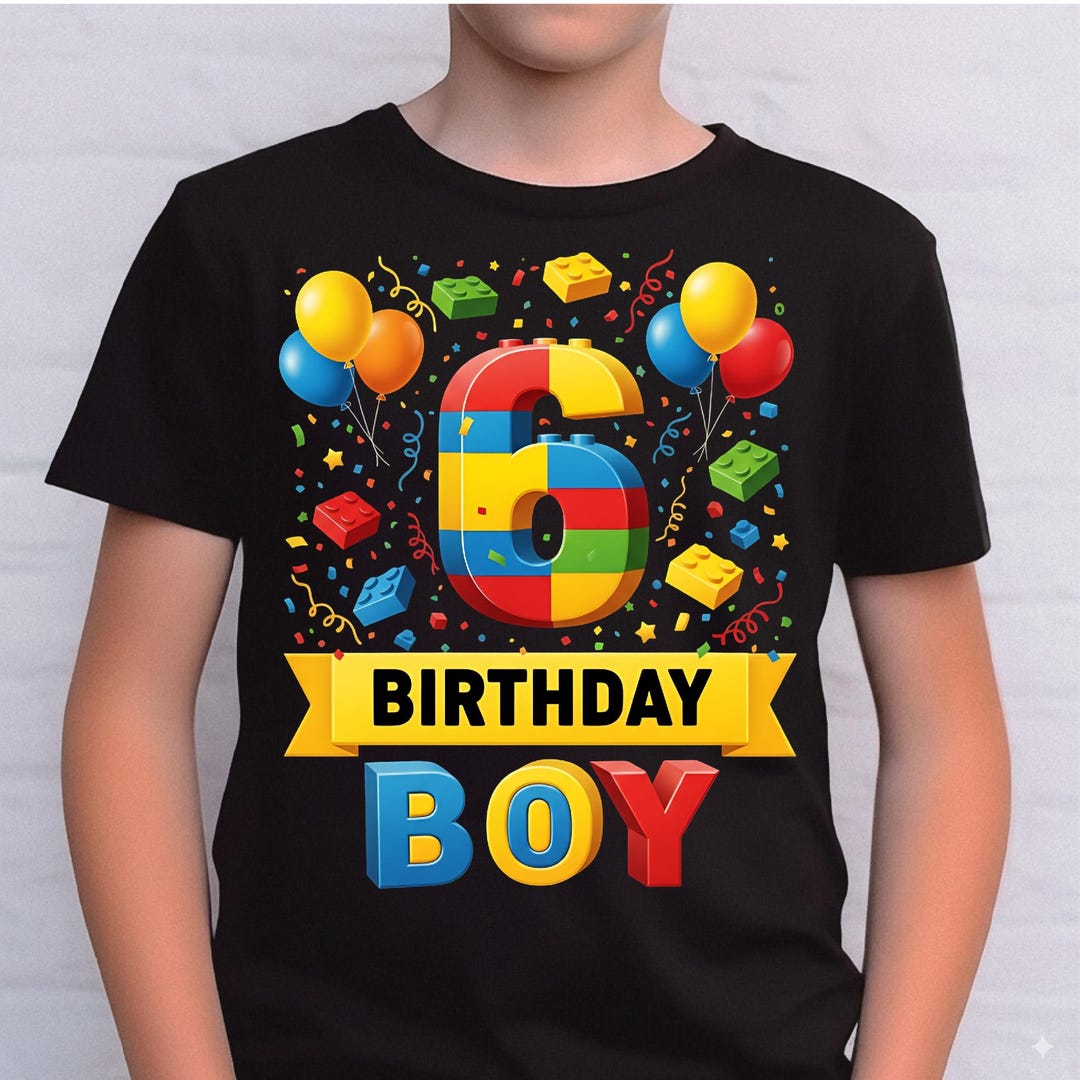 Kids 6 Year Old Birthday PNG, Building Blocks 6th Birthday Boy Png ...