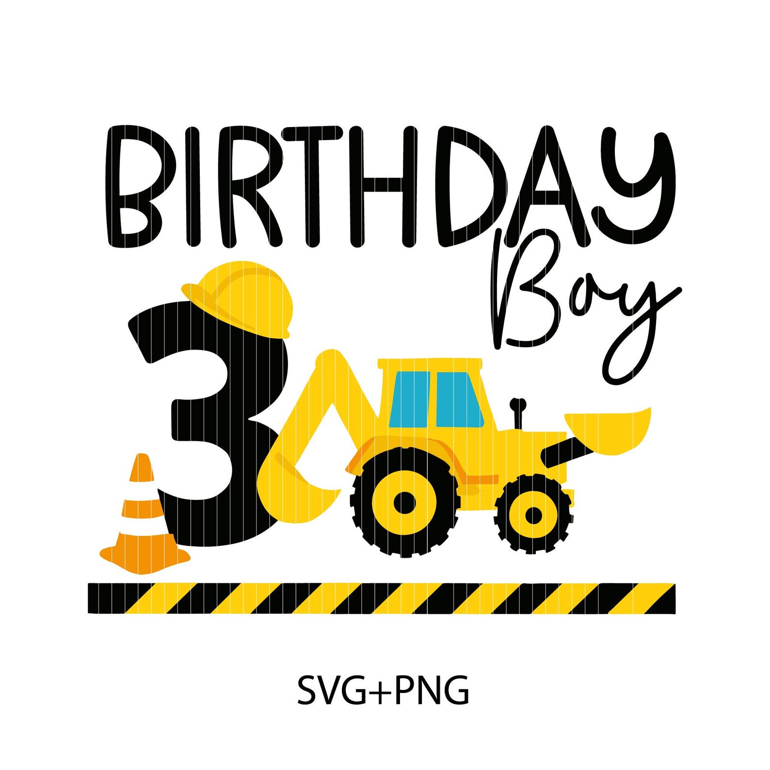 3rd Birthday Boy Excavator SVG PNG, 3rd Birthday Boy Svg, Construction ...