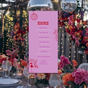 Purple and Red Menu, Retro Menu, Colourful | Template | Digital File ...