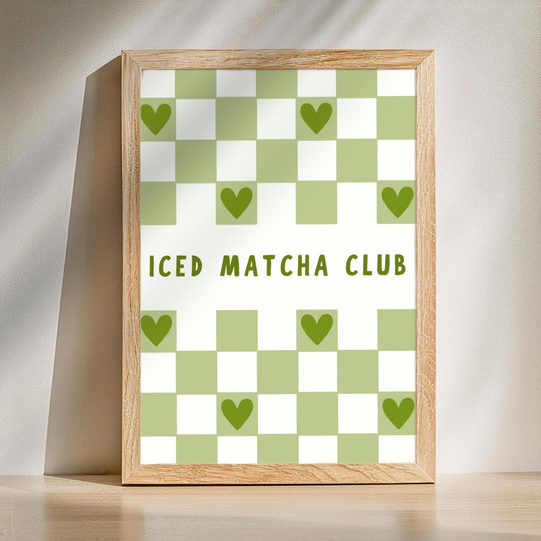 Green and White Checkered Matcha Print | Digital File | Instant ...