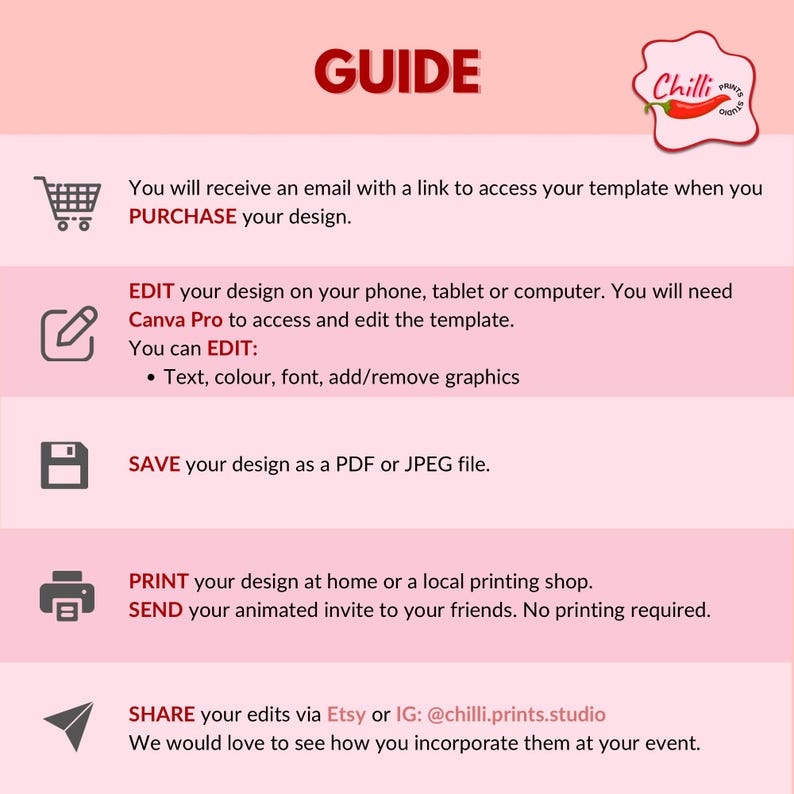 Red and Black Menu, Trendy Menu | Template | Digital File | Instant ...