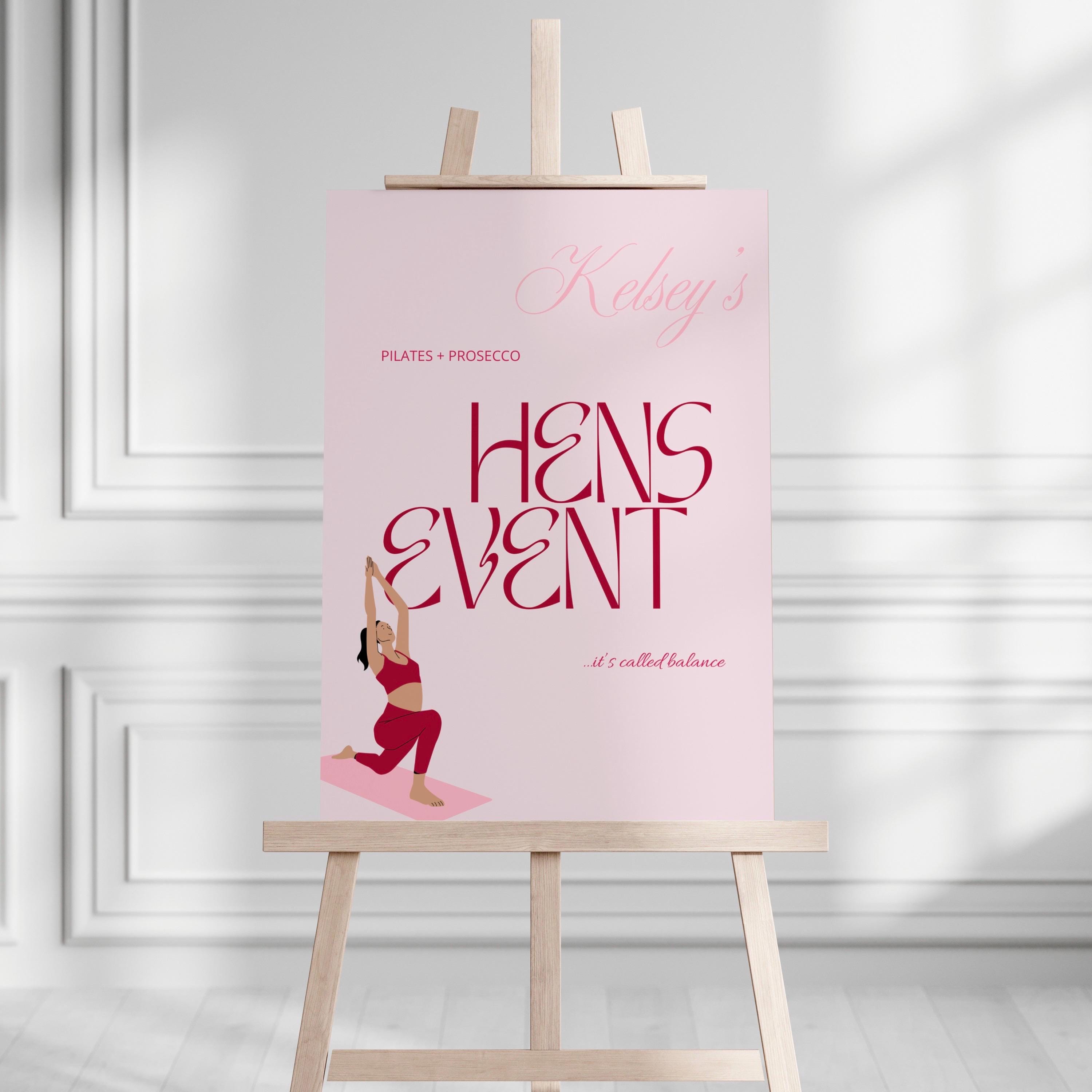 Pink and Red Pilates Hens Event Welcome Sign | Template | Digital File ...