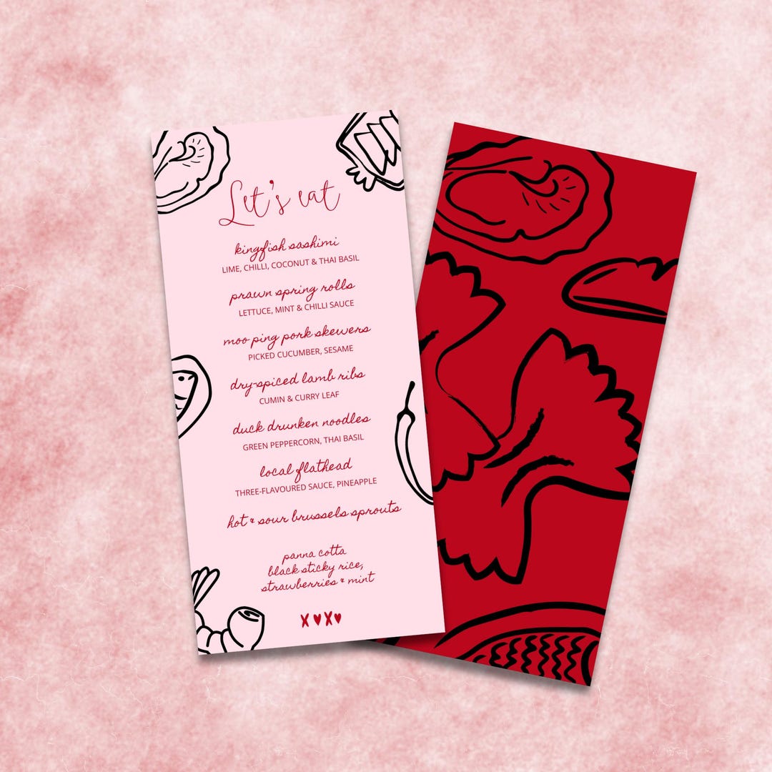 Red and Black Menu, Trendy Menu | Template | Digital File | Instant ...