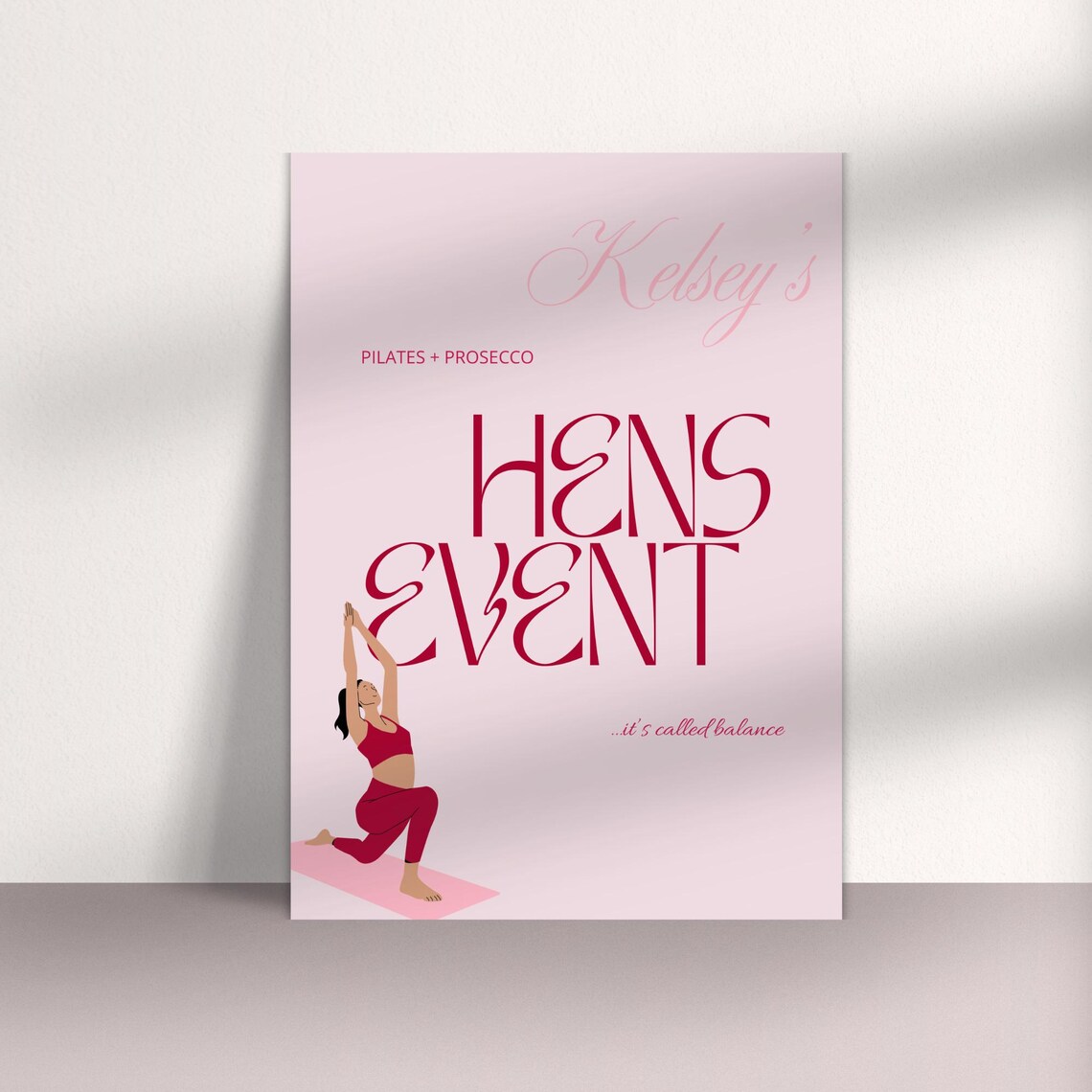Pink and Red Pilates Hens Event Welcome Sign | Template | Digital File ...