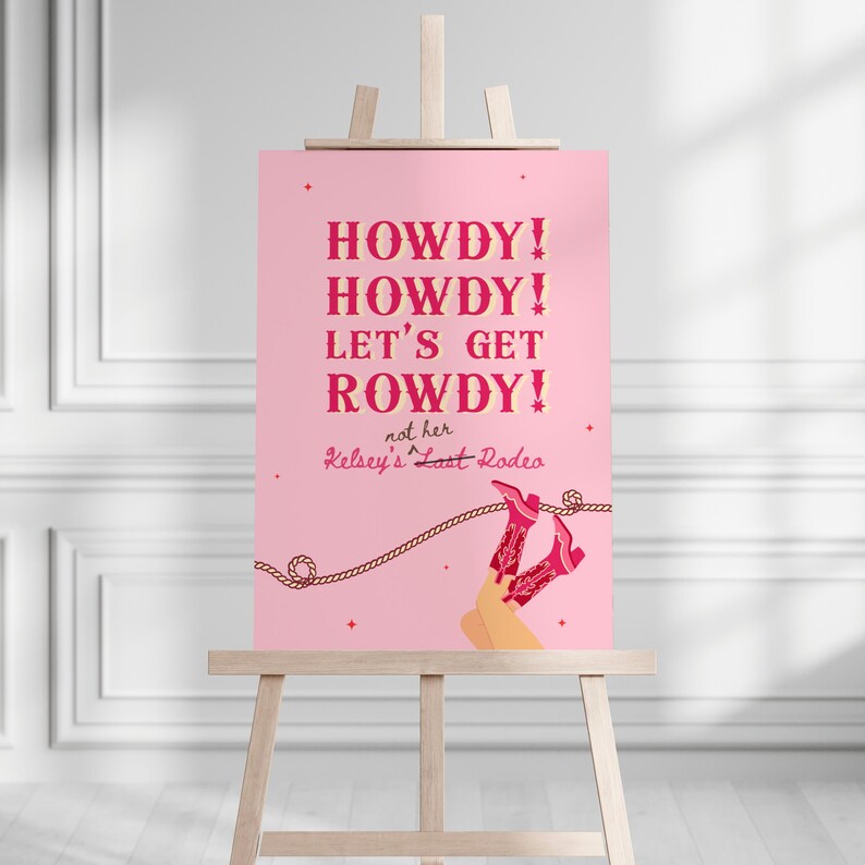 Pink and Red Rowdy Hens Batchelorette Party Welcome Sign, Hens Party ...