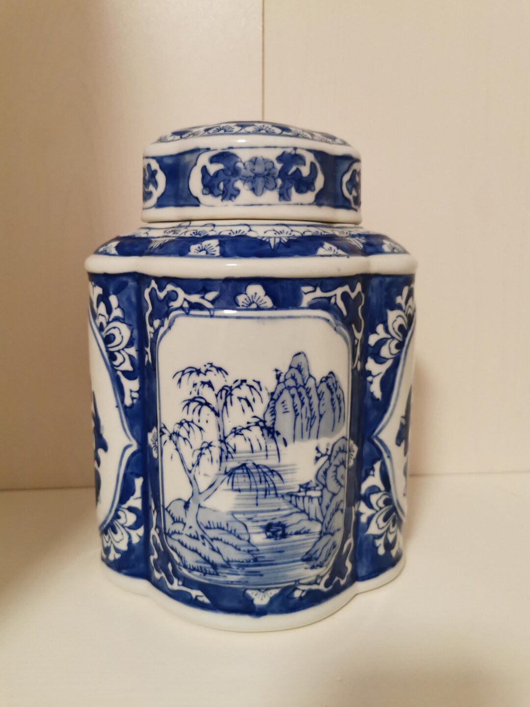 Porcelain White and Blue Tea Caddy Jar/urn - Etsy