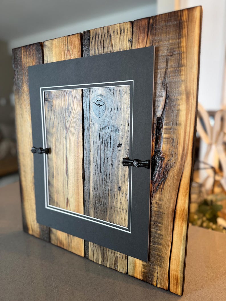 The Natural - Reclaimed Wood Picture Frame With Matting, Acrylic Cover ...