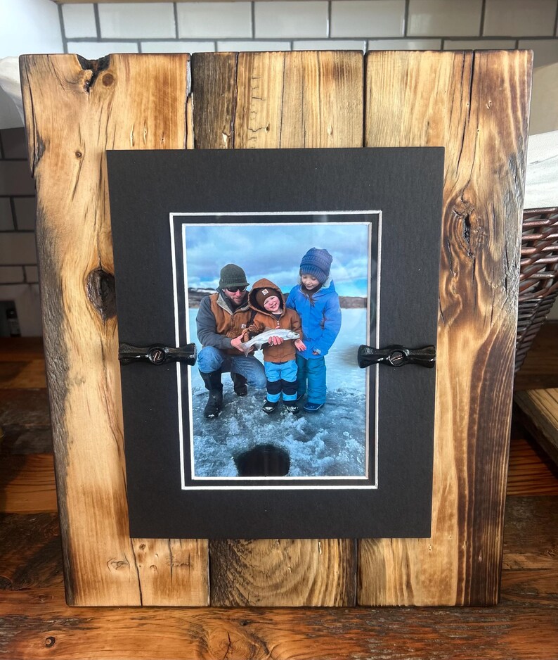 The Natural - Reclaimed Wood Picture Frame With Matting, Acrylic Cover ...