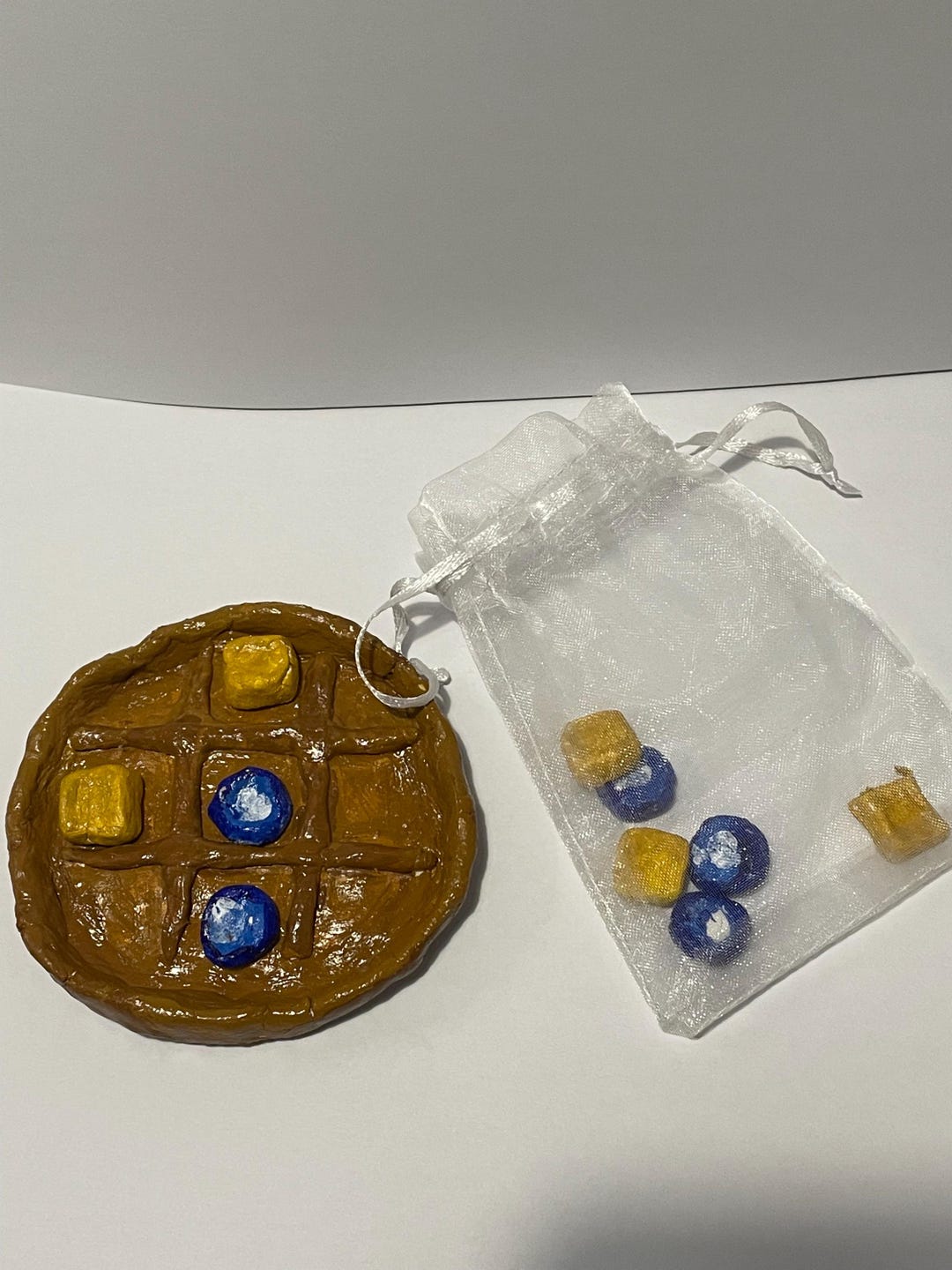 Clay Pancake Tic Tac Toe Board, Blueberries and Butter Game Pieces ...