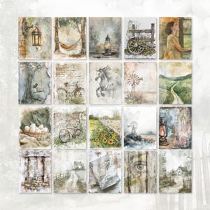 130 Printable Junk Journal Pages | Vintage Cottagecore Watercolor ...