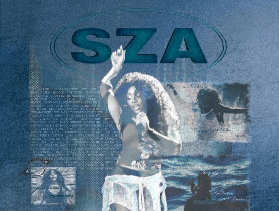 SZA Album Poster (SOS) | Graphic Music Poster | Home Decor | RNB Music ...