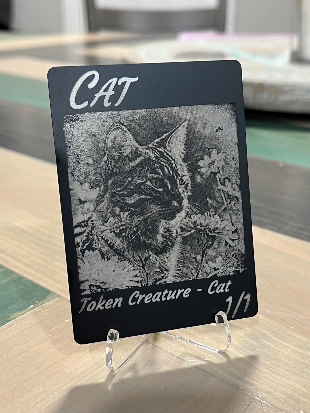 Cat MTG Token - Laser Engraved Stainless Steel Playing Card - Etsy