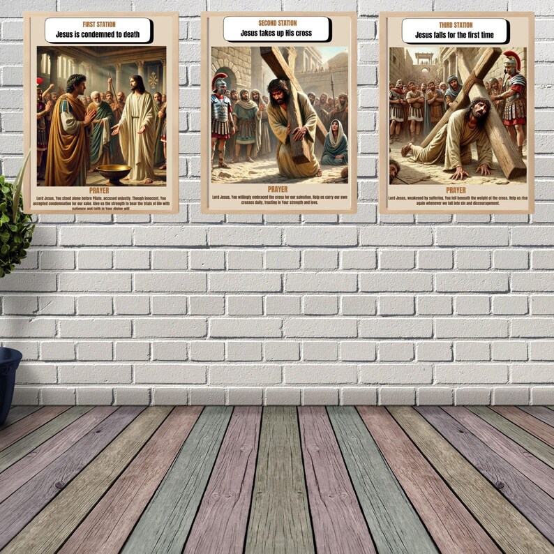 Catholic Stations of the Cross Art: Lent Prayer Cards (digital Download ...