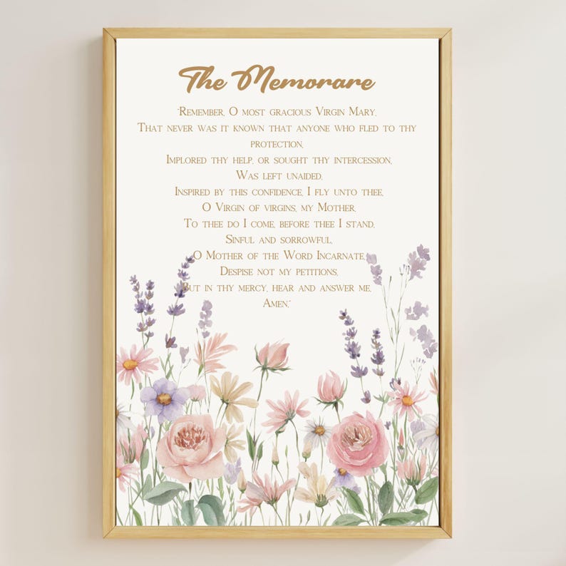Virgin Mary Memorare Prayer Art Print: Catholic Gift (digital Download ...