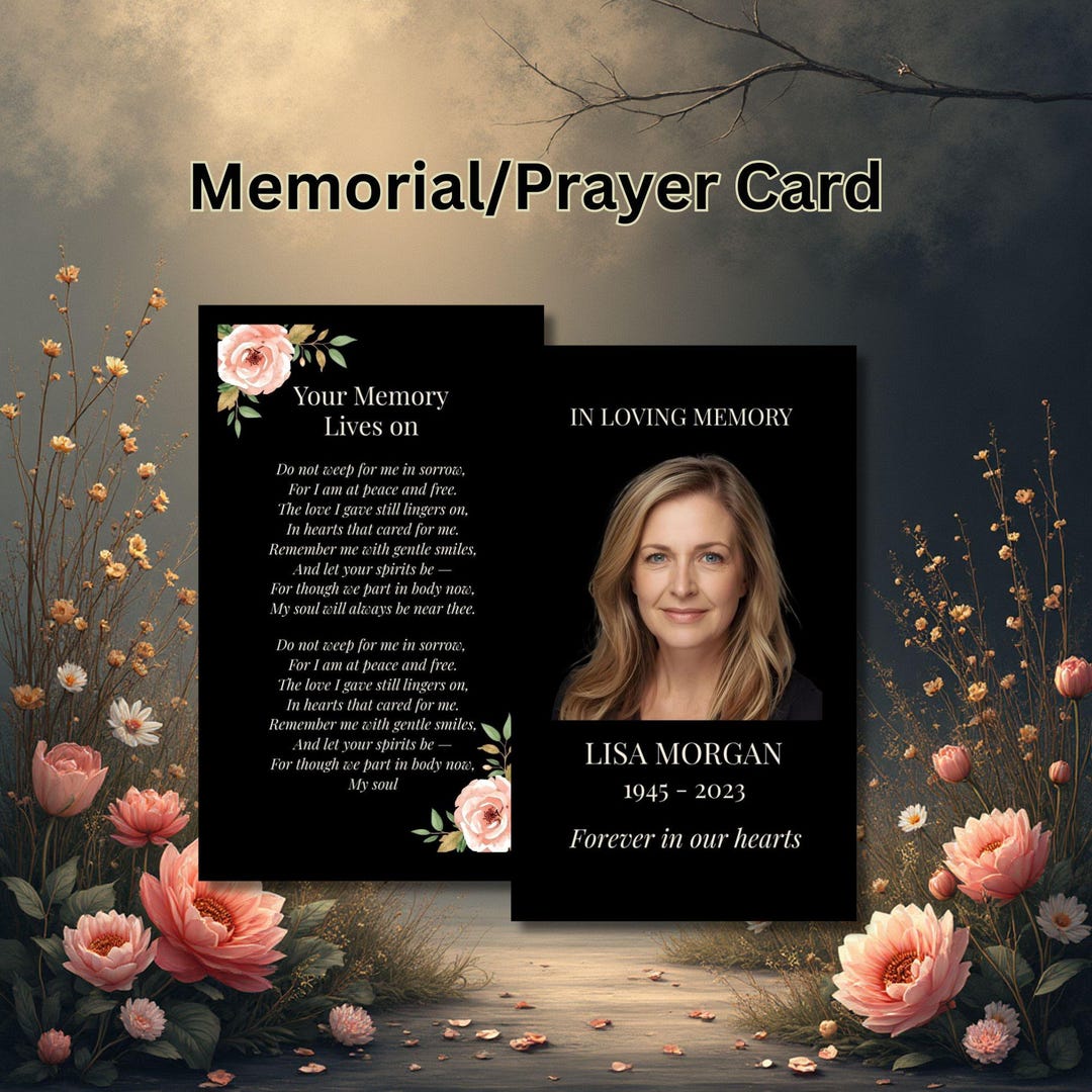 Personalized Memorial Prayer Card – Funeral Keepsake (digital Download ...