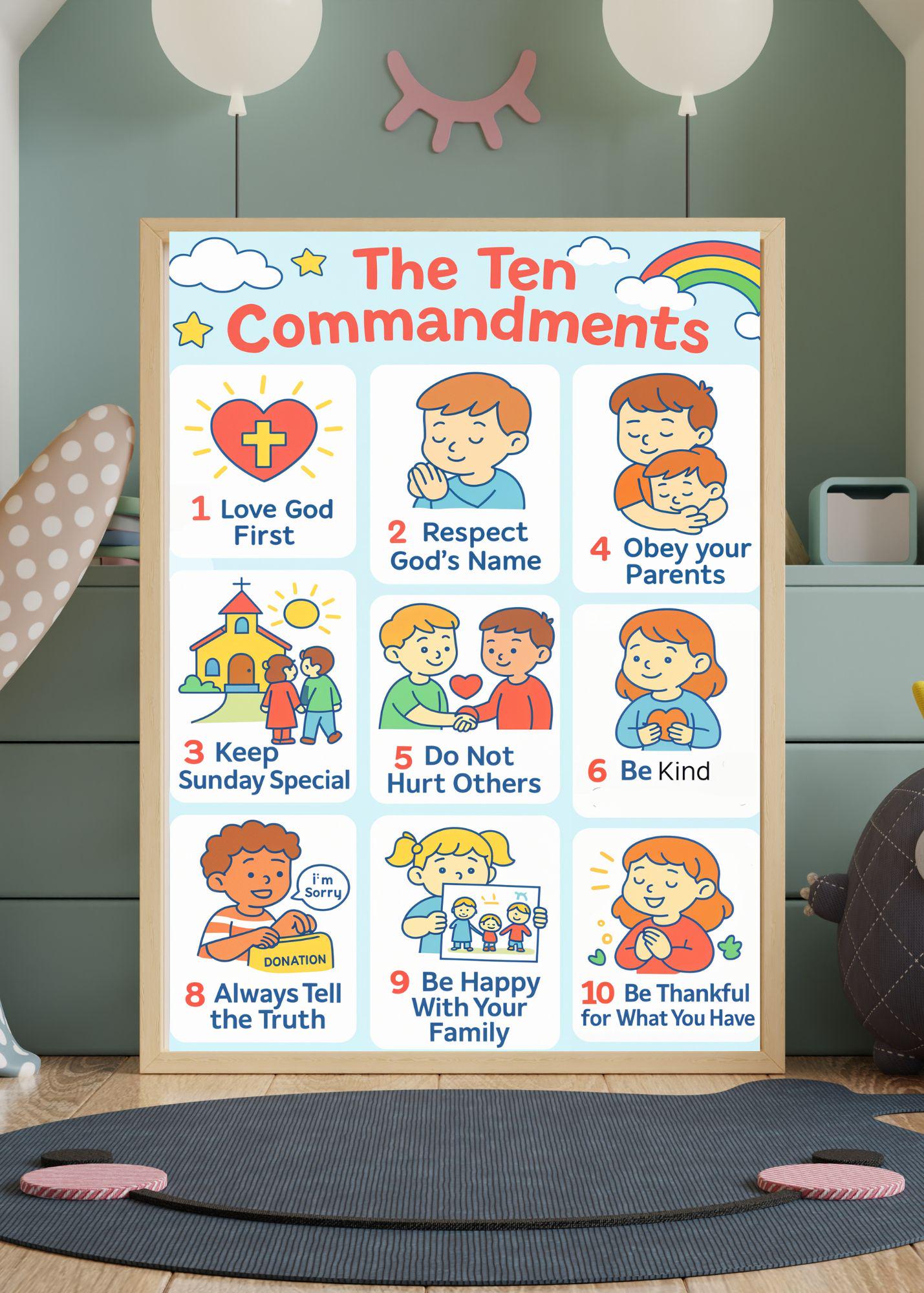 The 10 Commandments Printable Activity for Kids, Bible Crafts, Sunday ...