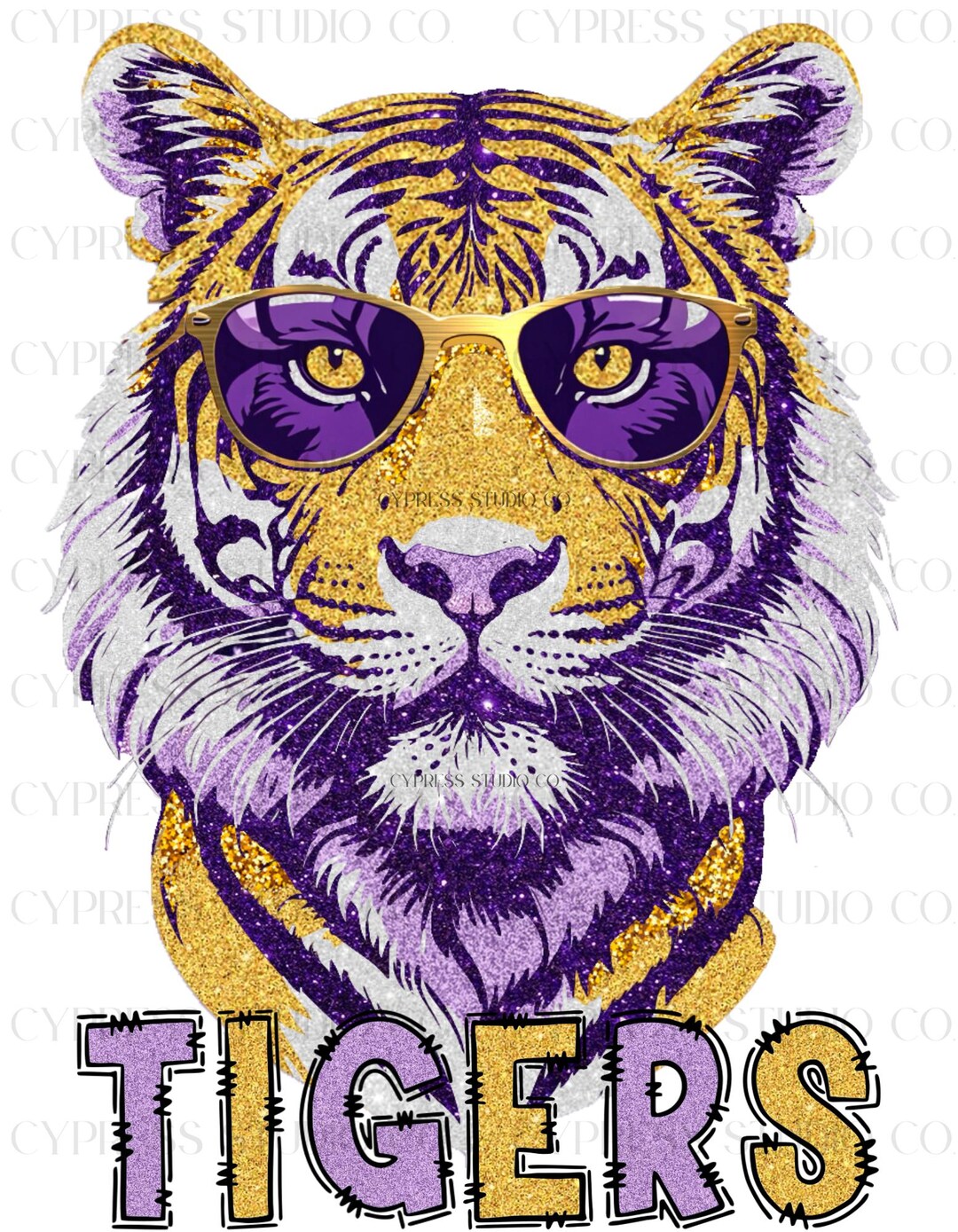 Purple & Gold Tiger PNG - Louisiana Tiger PNG - Baton Rouge File - Etsy
