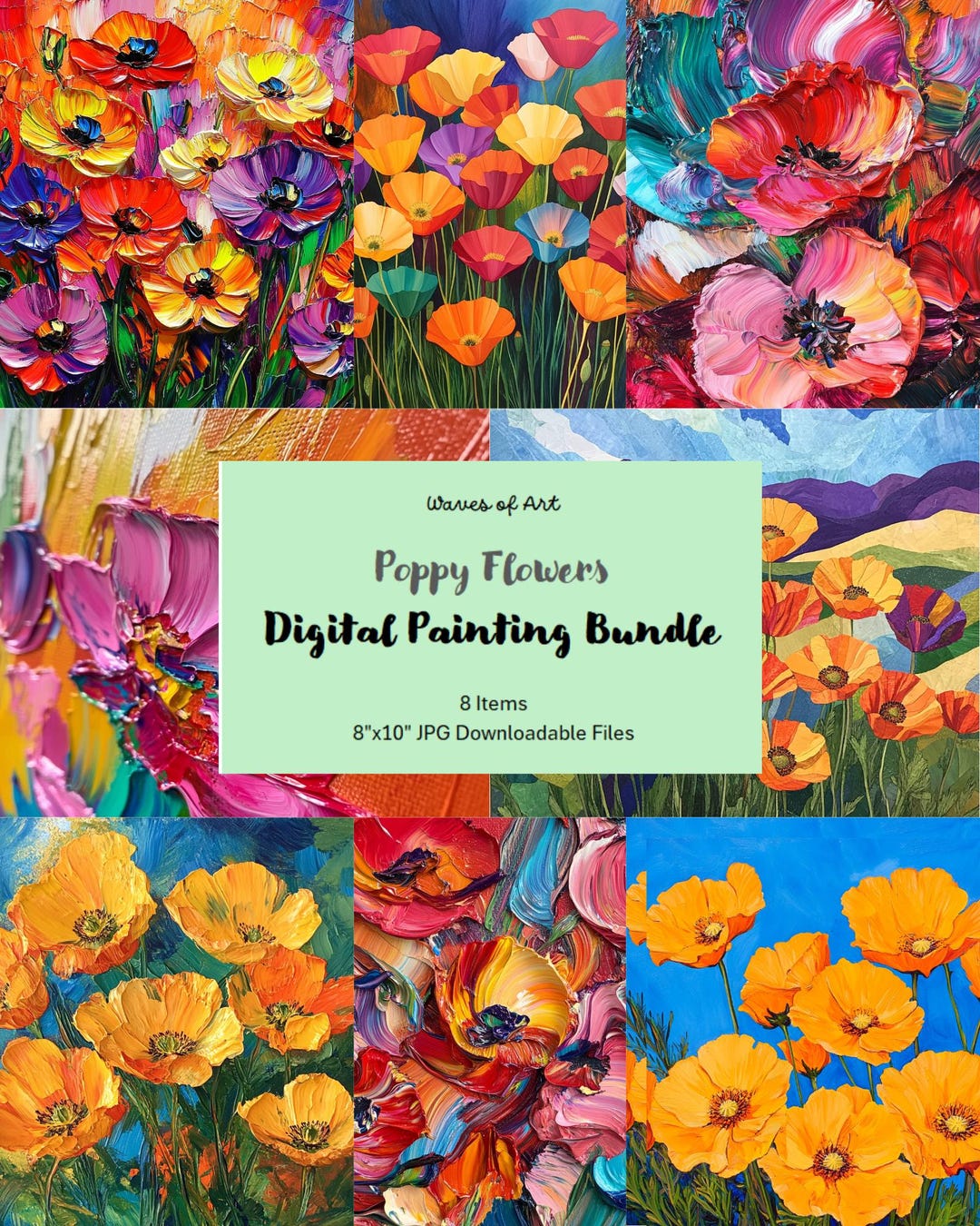 Poppy Flower Digital Wall Photos - Floral Art Print, Printable Wall Art ...