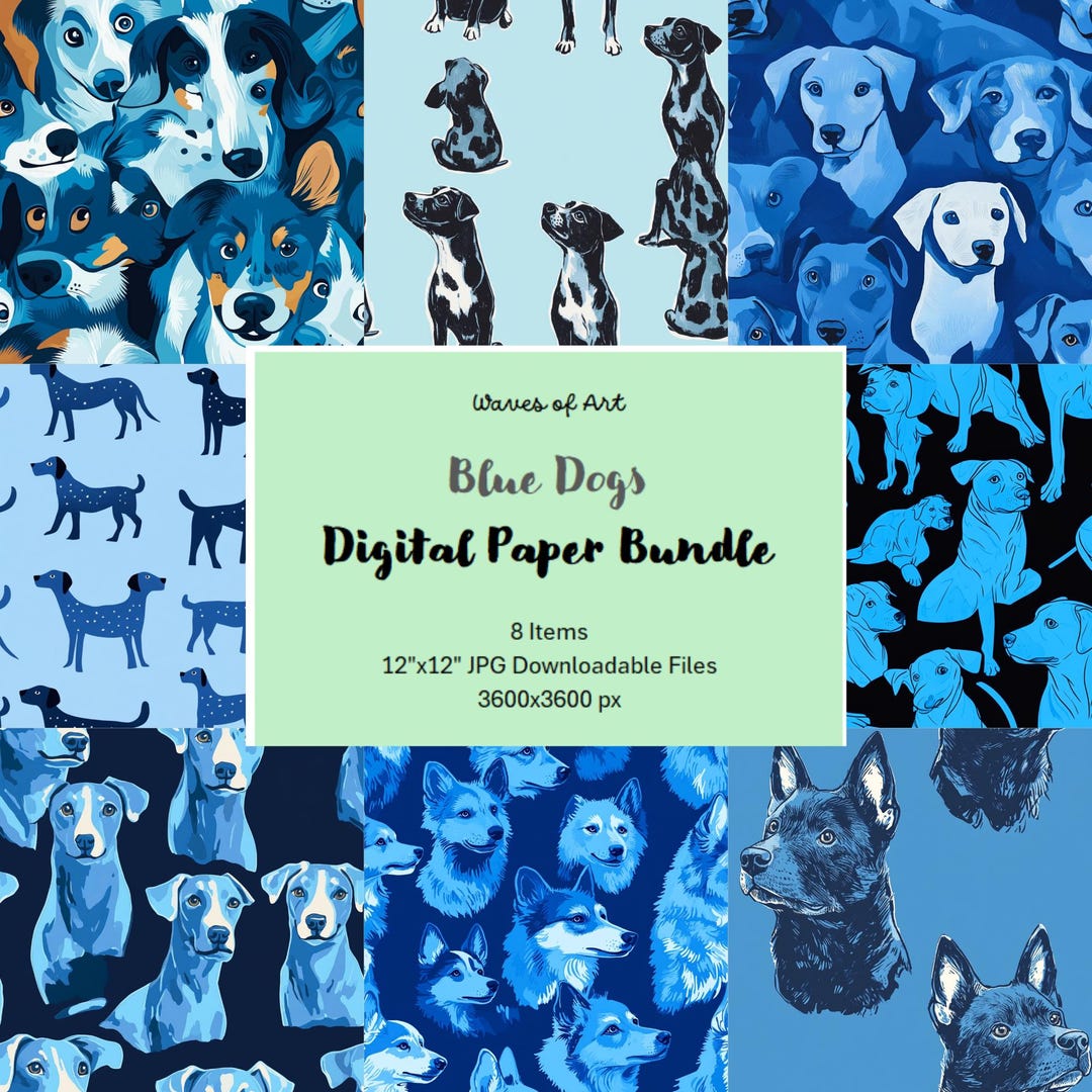 8-pack Digital Paper Pack, Dog Digital Paper, Digital Scrapbook ...