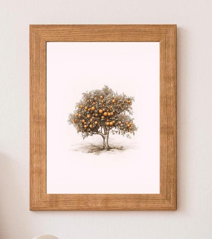 Vintage Botanical Illustration Fruit Tree Art Print Kitchen Decor ...