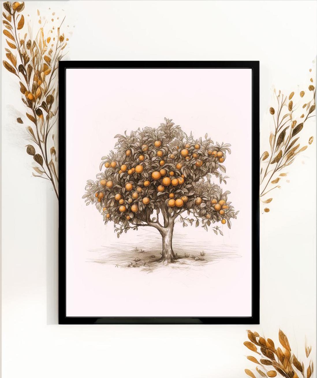 Vintage Botanical Illustration Fruit Tree Art Print Kitchen Decor ...