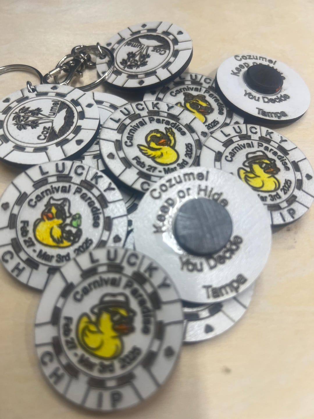 Laser Engraved Cruising Duck Poker Chip, Magnet Exchange, Keychain ...